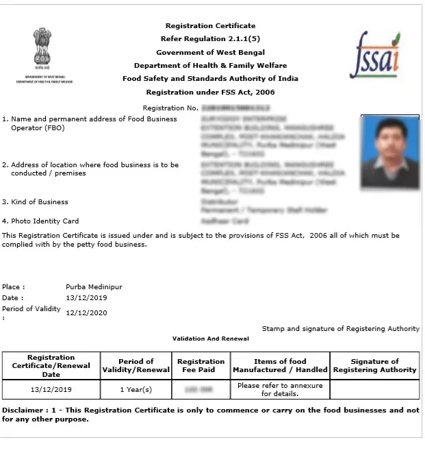 Fssai Registration Certificate Sample Fssairegistrar Fssai Registration Certificate Sample Fssairegistrar